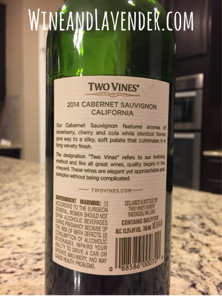 Wine of the Week: Two Vines Cabernet Sauvignon Review - Wine and Lavender
